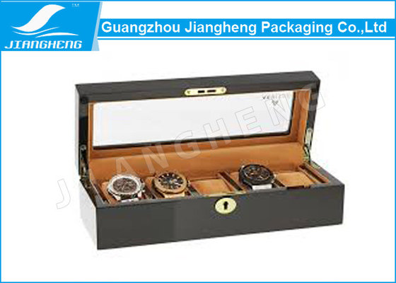 Rectangle Shape Watch Packaging Boxes MDF Wooden Material With Pillow