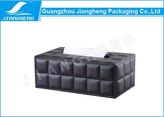 Black Series Tissue Leather Packaging Box Gold Stamping / Glossy Lamination Surface