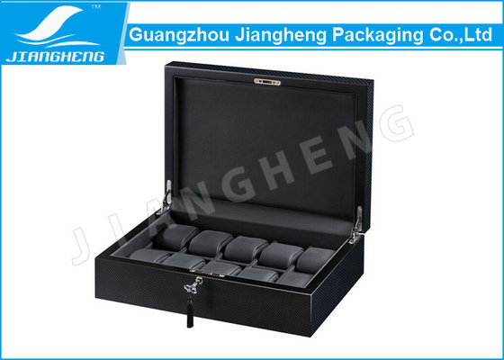 Golden Lock Design Watch Gift Boxes With PU Leather And Wood Material