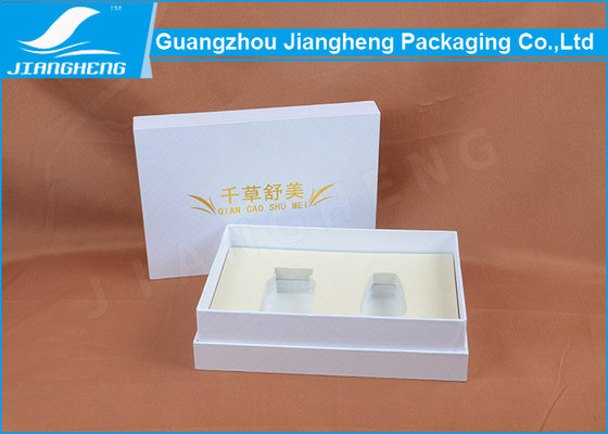 Rectangle 2 Bottles Gift Packaging Boxes Fancy White Texture Paper For Perfume Packaging