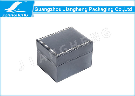 Rectangular Men Watch Gift Boxes PU Leather Black Single Watch Box With Sewing