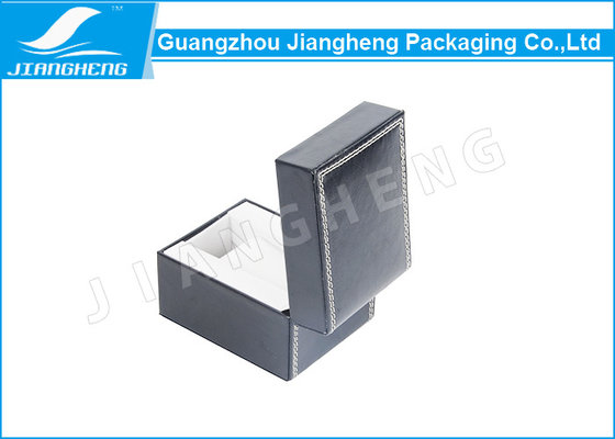 Rectangular Men Watch Gift Boxes PU Leather Black Single Watch Box With Sewing