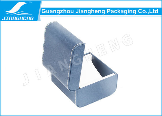 PU Leather Circular Bead Watch Gift Boxes Blue Color With Velvet Pillow