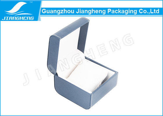 PU Leather Circular Bead Watch Gift Boxes Blue Color With Velvet Pillow