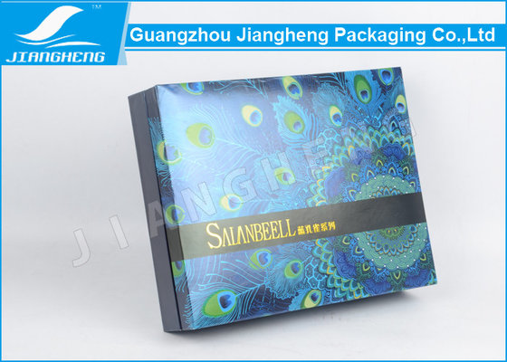 Silk Ribbon Linked Glossy Lamination Cardboard Packing Boxes With Inner Tray