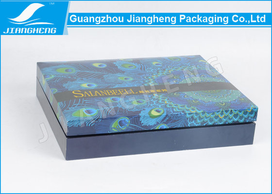 Silk Ribbon Linked Glossy Lamination Cardboard Packing Boxes With Inner Tray