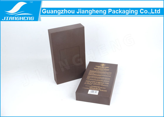 Brown Textured Paper Cardboard Gift Boxes Personalized Logo Label With Front Slot