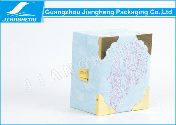 Velvet / Wooden Single Perfume Packaging Boxes Neat Sky Blue Mini Gift Box
