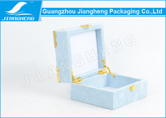 Velvet / Wooden Single Perfume Packaging Boxes Neat Sky Blue Mini Gift Box