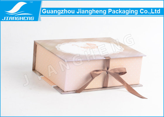 C2S Paper Material Rigid Cardboard Empty Gift Boxes With Bowknot Ribbon