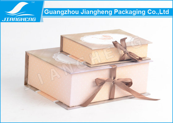 C2S Paper Material Rigid Cardboard Empty Gift Boxes With Bowknot Ribbon