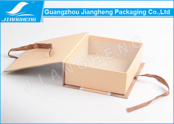 C2S Paper Material Rigid Cardboard Empty Gift Boxes With Bowknot Ribbon