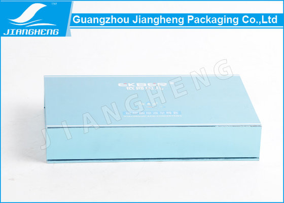 Book Shaped Silver Card Paper Essential Oil Cosmetics Packaging Boxes With Printing