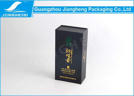 Black Texture Paper Gift Tea Box , Foldable Packaging Rigid Paper Tea Storage Box