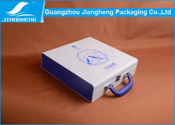SGS White PU Leather Packaging Box Customized Logo With EVA Padding Insert