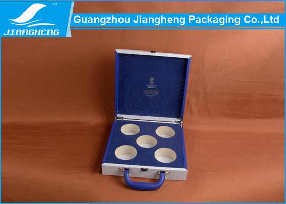 SGS White PU Leather Packaging Box Customized Logo With EVA Padding Insert