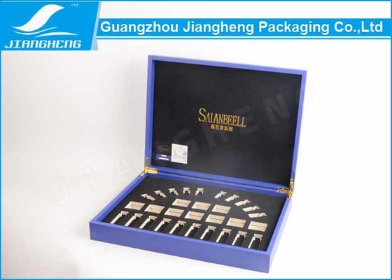 Blue Pu Leather Cosmetic Packaging Boxes OEM Logo Luxury Cosmetics Gift Boxes
