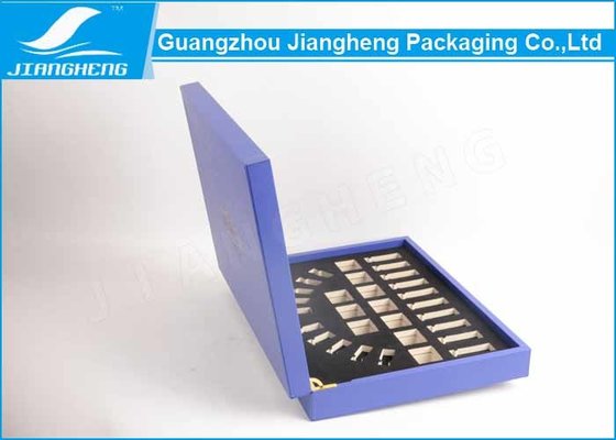 Blue Pu Leather Cosmetic Packaging Boxes OEM Logo Luxury Cosmetics Gift Boxes