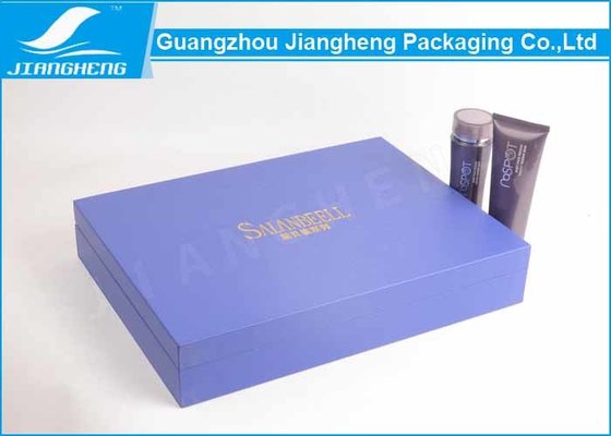 Blue Pu Leather Cosmetic Packaging Boxes OEM Logo Luxury Cosmetics Gift Boxes