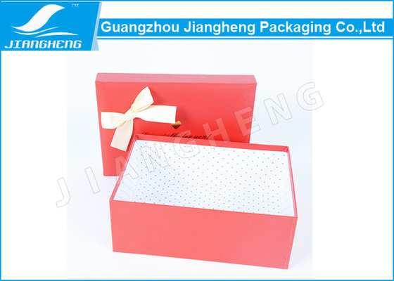 Handmade Rigid Cardboard Gift Boxes Packaging Hot Stamping With Ribbon Bowknot