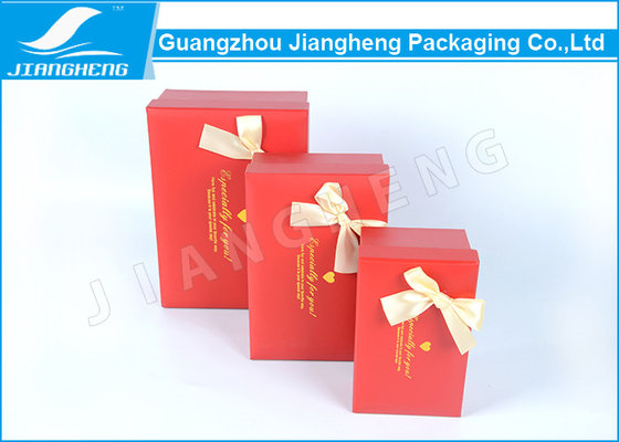 Handmade Rigid Cardboard Gift Boxes Packaging Hot Stamping With Ribbon Bowknot