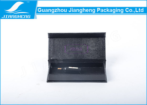 Black Coated Paper Eyelashes Packaging Box Book Shape With Purple Hot Stamping