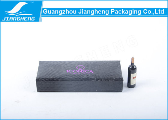 Black Coated Paper Eyelashes Packaging Box Book Shape With Purple Hot Stamping