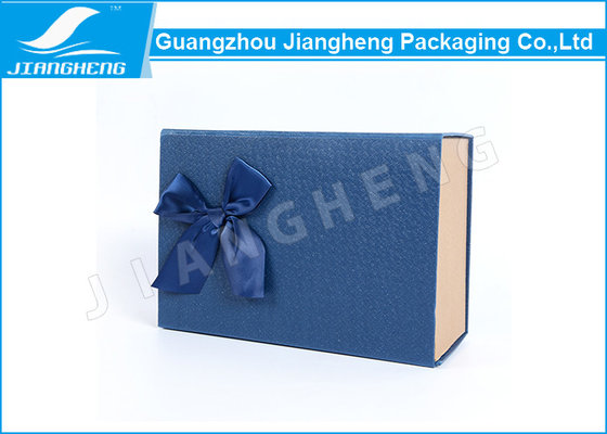 Magnetic Closure Bowknot Special Blue Paper Folding Packaging Boxes Customized