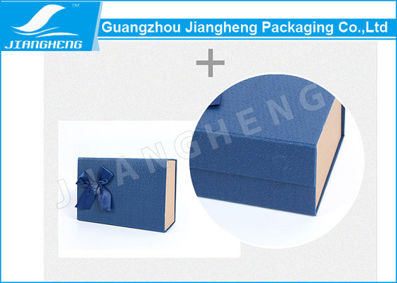 Magnetic Closure Bowknot Special Blue Paper Folding Packaging Boxes Customized