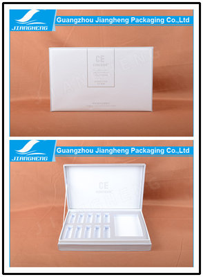 Empty White Cardboard Perfume Packaging Boxes With Gold Foil Logo Hinged Shape