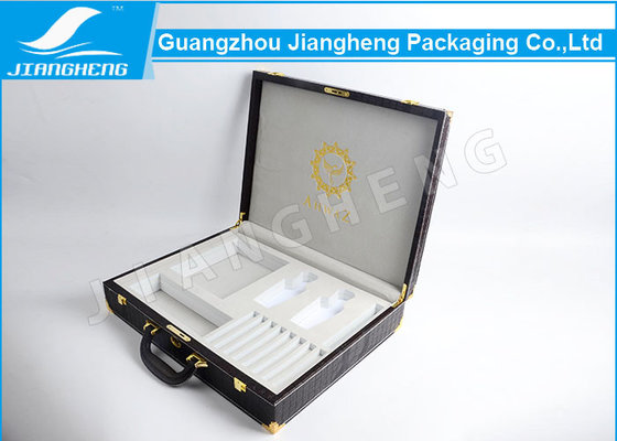 Popular Leather Gift Box Perfume Gift Set Suitcase Box With Handle / Locks