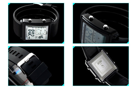 OEM Red Strap LCD Analogue Watch Waterproof LED Display Wristwatch