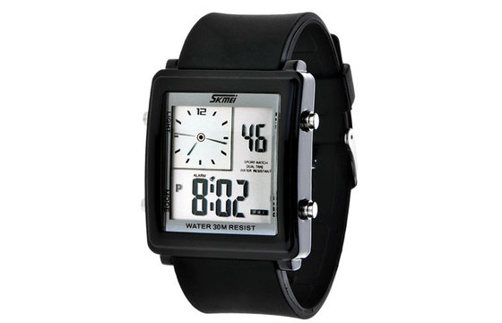 OEM Red Strap LCD Analogue Watch Waterproof LED Display Wristwatch