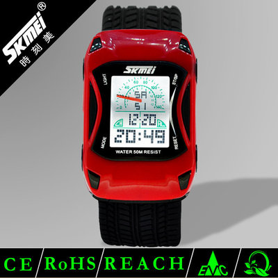 Car Dial Japan Movt LCD Analogue Watch With PU Resin Band