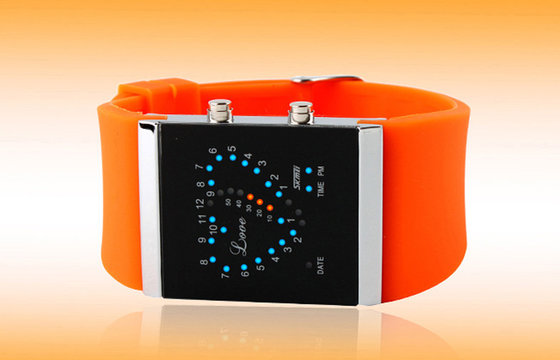Girls LED Digital Wrist Watch , Blue Silicone Strap Electronic Watches