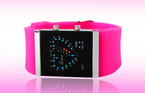 Girls LED Digital Wrist Watch , Blue Silicone Strap Electronic Watches