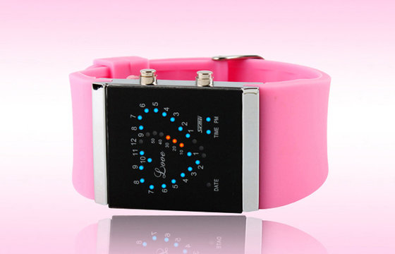 Girls LED Digital Wrist Watch , Blue Silicone Strap Electronic Watches