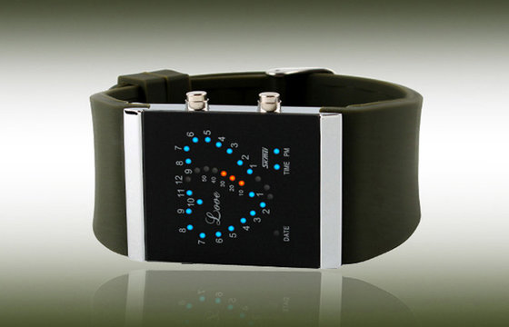 Girls LED Digital Wrist Watch , Blue Silicone Strap Electronic Watches