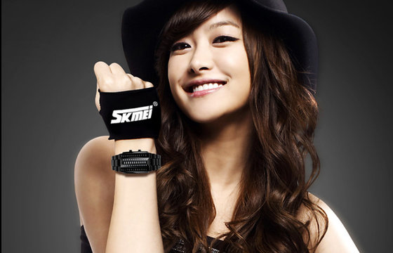 Unisex 3D LED Watch Customized Black Alloy Digital Wrist Watch