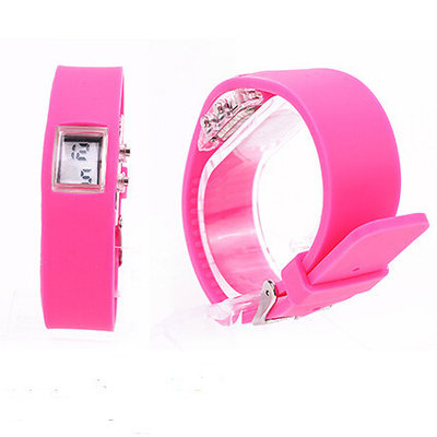 Slim LED Digital Wrist Watch Japan Movt , Silicone Wristband Chewing Gum Watch