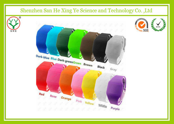 Modern Orange Silicone Rubber Wrist Watches With Led / Touch Screen