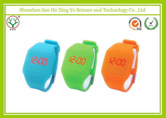 Modern Orange Silicone Rubber Wrist Watches With Led / Touch Screen