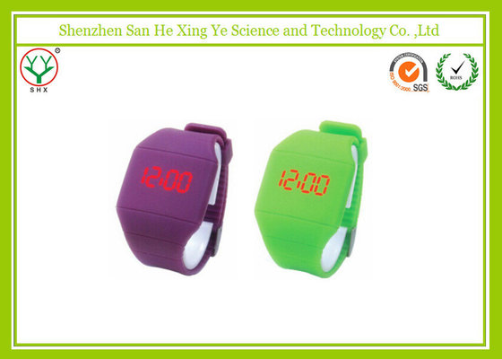 Modern Orange Silicone Rubber Wrist Watches With Led / Touch Screen