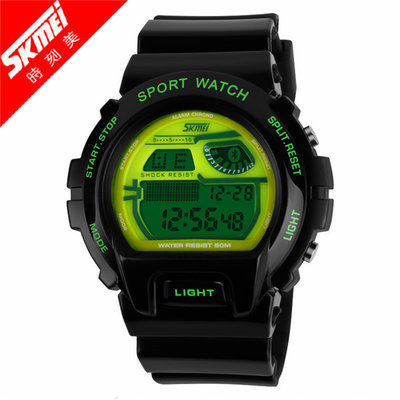 Custom Blue Multifunction Digital Watch PU Strap Water Resistant 5 ATM