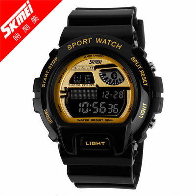Custom Blue Multifunction Digital Watch PU Strap Water Resistant 5 ATM