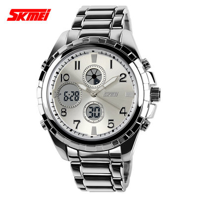 Multifunction Stainless Steel Quartz Watch For Man Use Zinc Alloy Strap