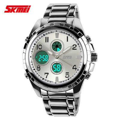 Multifunction Stainless Steel Quartz Watch For Man Use Zinc Alloy Strap