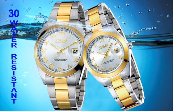 Waterproof Men And Women Stainless Steel Quartz Watches For Anniversary