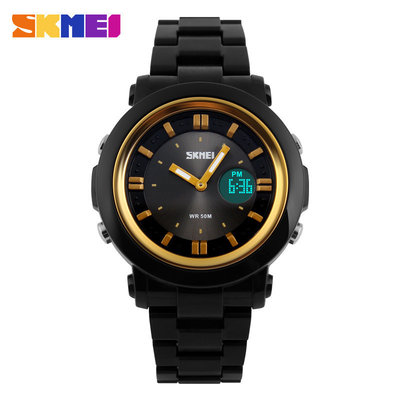 Leisure Gold / Black Lady Digital Watch Plastic Japan Movement Analog Quartz