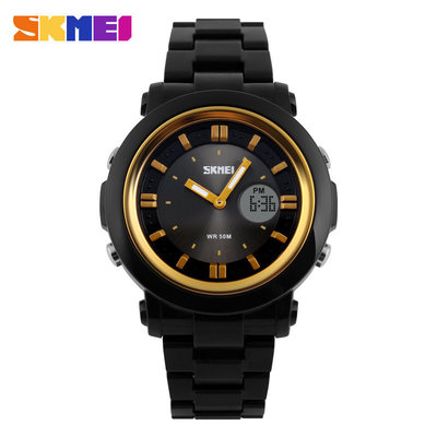 Leisure Gold / Black Lady Digital Watch Plastic Japan Movement Analog Quartz